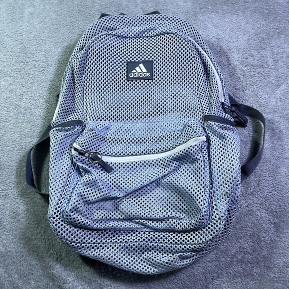 adidas | Bags | Adidas Mesh Backpack Gray White Black Lightweight ...